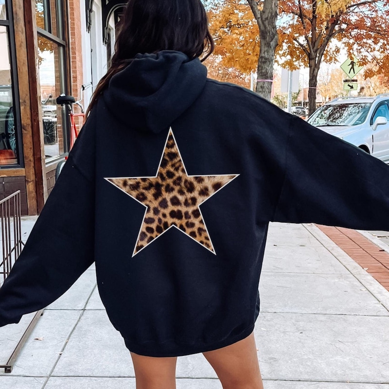 Cheetah Star Print Hoodie - Etsy