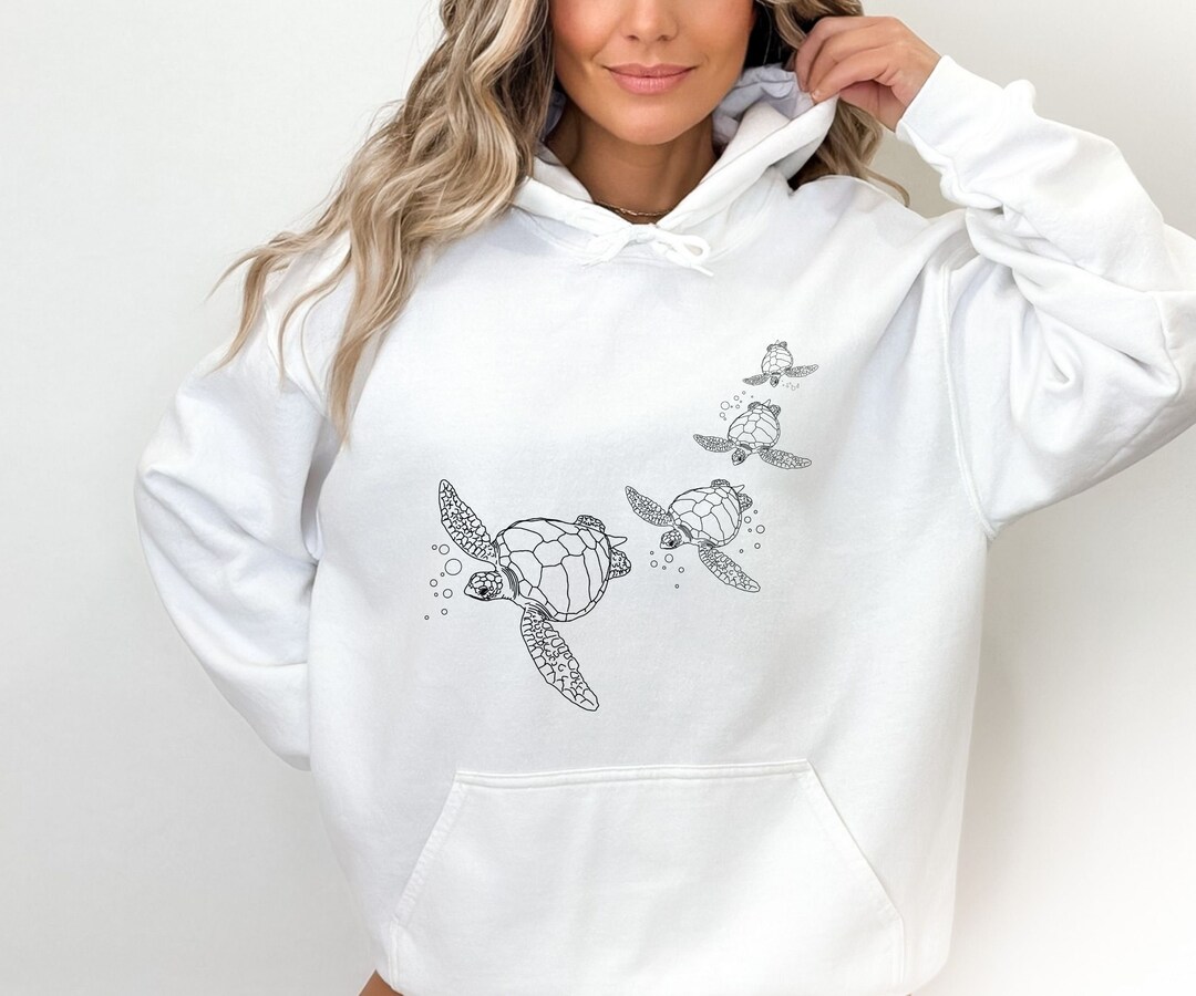 Sea Turtle Hoodie, Save the Turtles Shirt, Trendy Oversized Beach Shirt ...