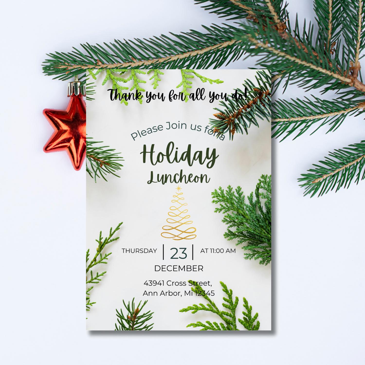 Editable Invitation Template, Printable Christmas Holiday Party Invite ...