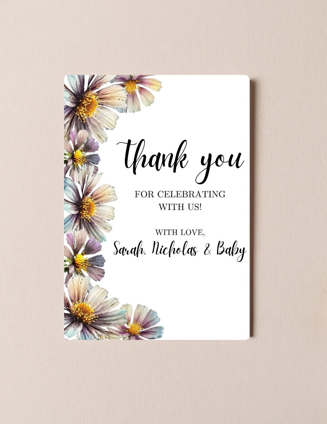Wildflower Thank You Card Printable Instant Download Editable Baby in ...