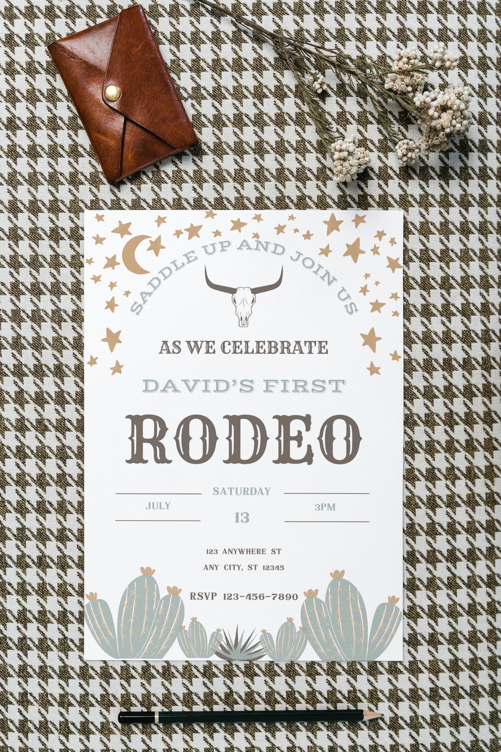 First Rodeo Birthday Invitation Template Boy Cowboy Birthday Invitation ...