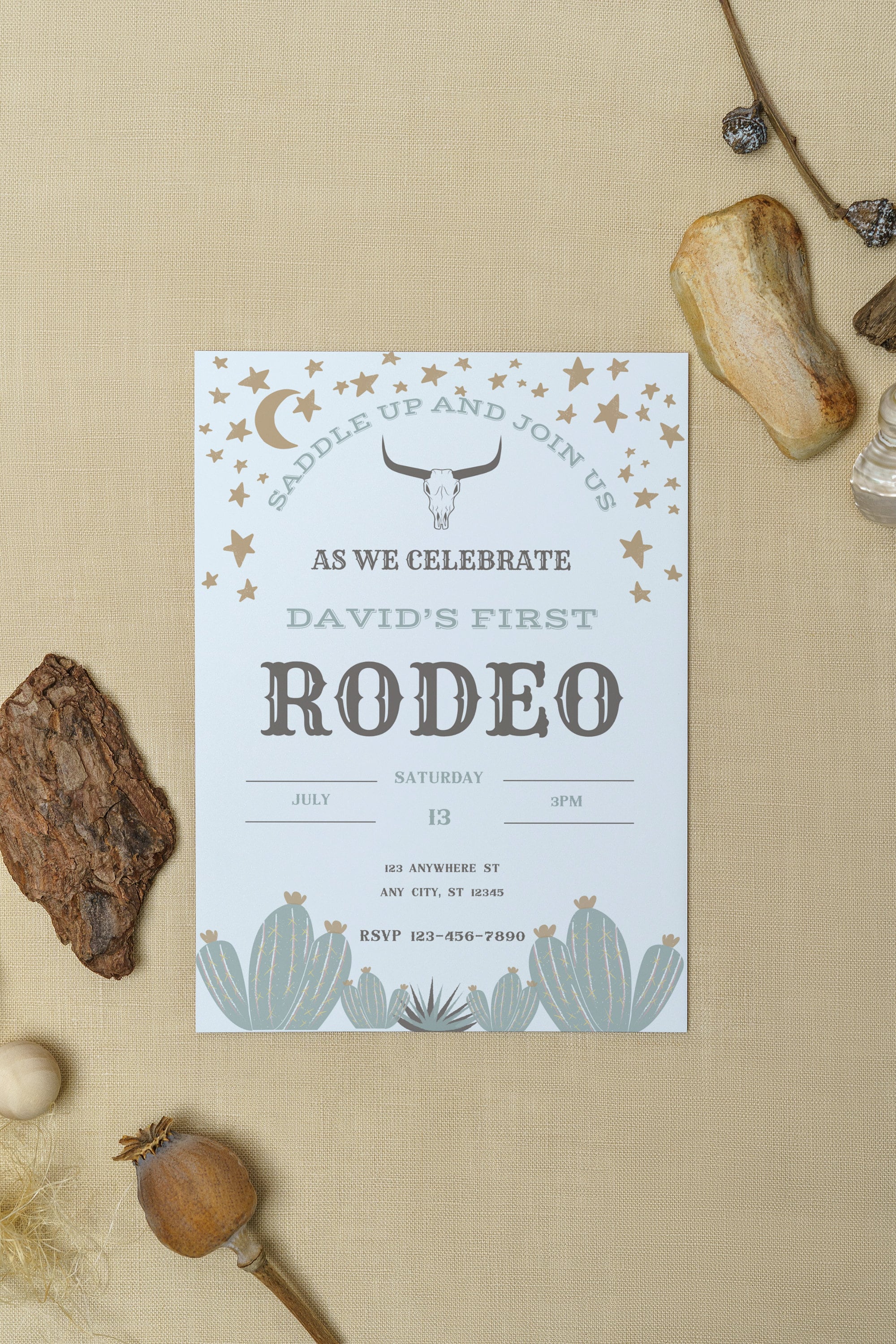 First Rodeo Birthday Invitation Template Boy Cowboy Birthday Invitation ...