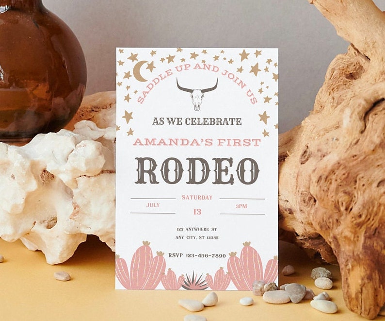 This is My First Rodeo Invitation Girl Birthday Cowgirl Invite Wild ...