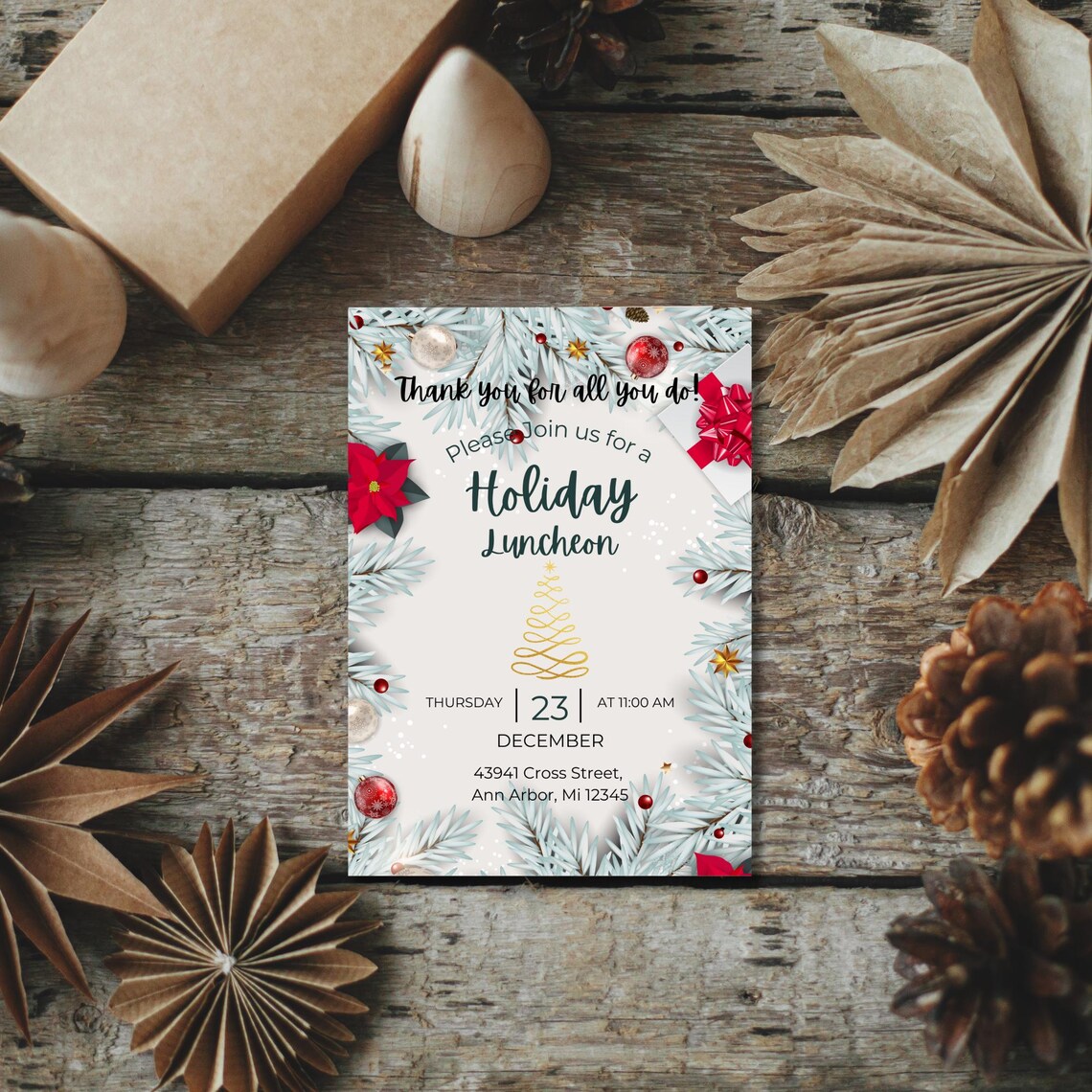 Editable Invitation Template, Printable Christmas Holiday Party Invite ...