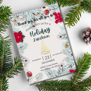 Editable Invitation Template, Printable Christmas Holiday Party Invite ...