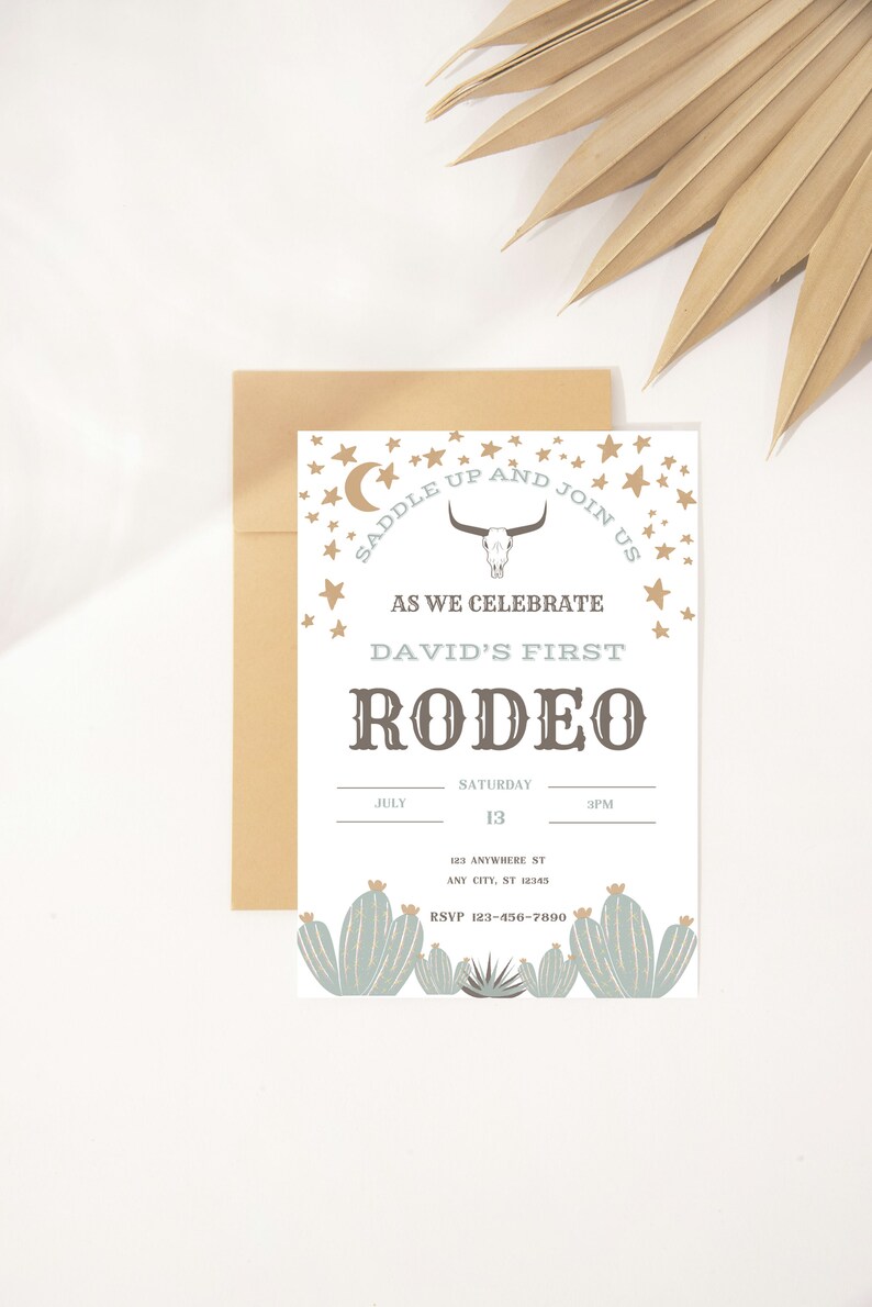 First Rodeo Birthday Invitation Template Boy Cowboy Birthday Invitation ...