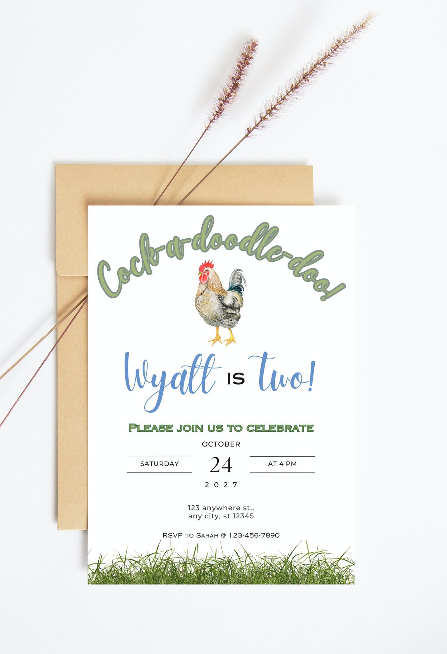 Farm Animal Birthday Invitation Digital Children's Invitation Farm ...