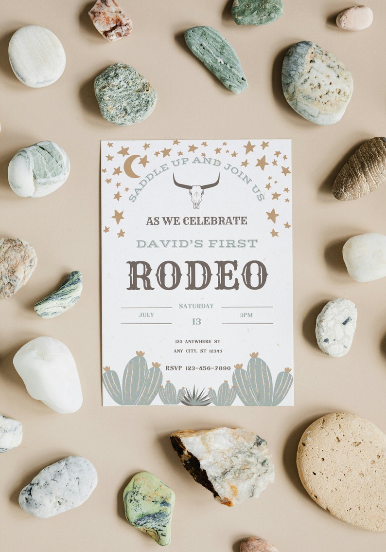 First Rodeo Birthday Invitation Template Boy Cowboy Birthday Invitation ...