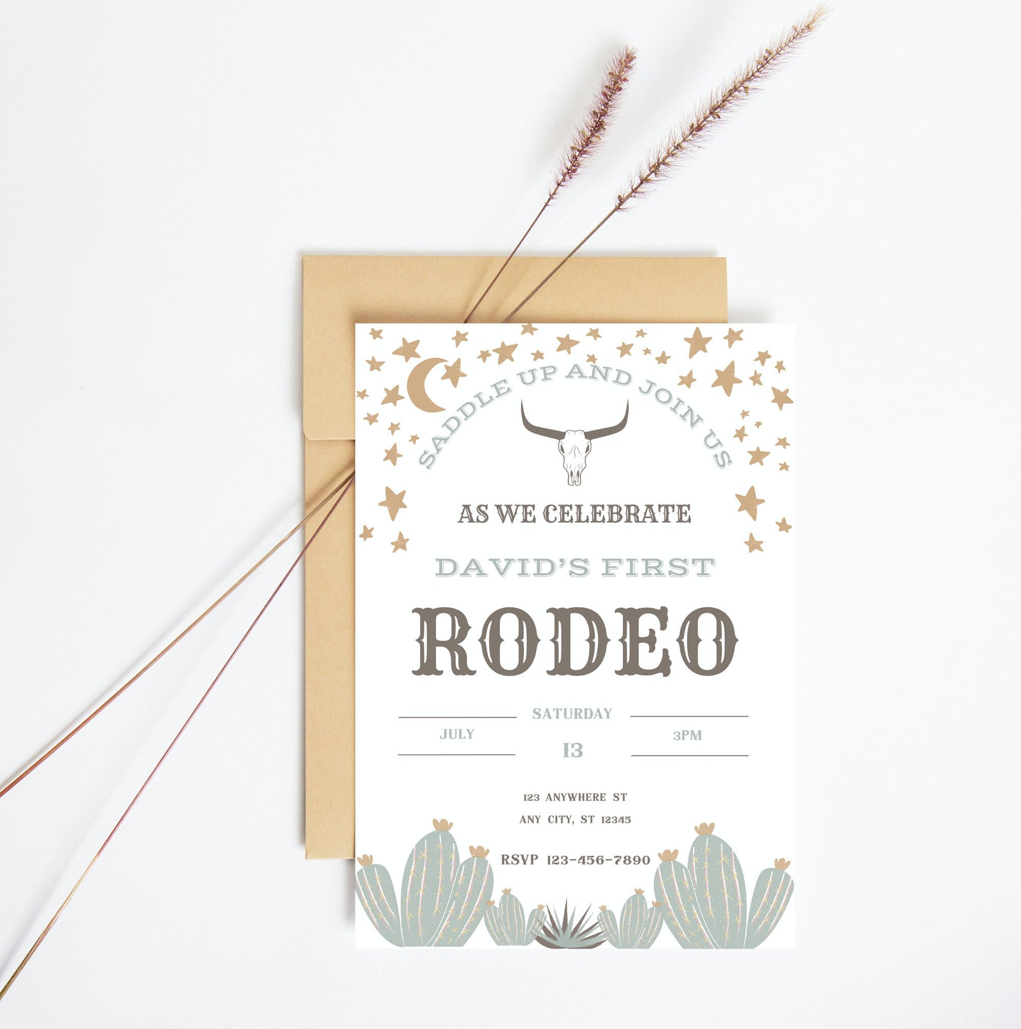 First Rodeo Birthday Invitation Template Boy Cowboy Birthday Invitation ...