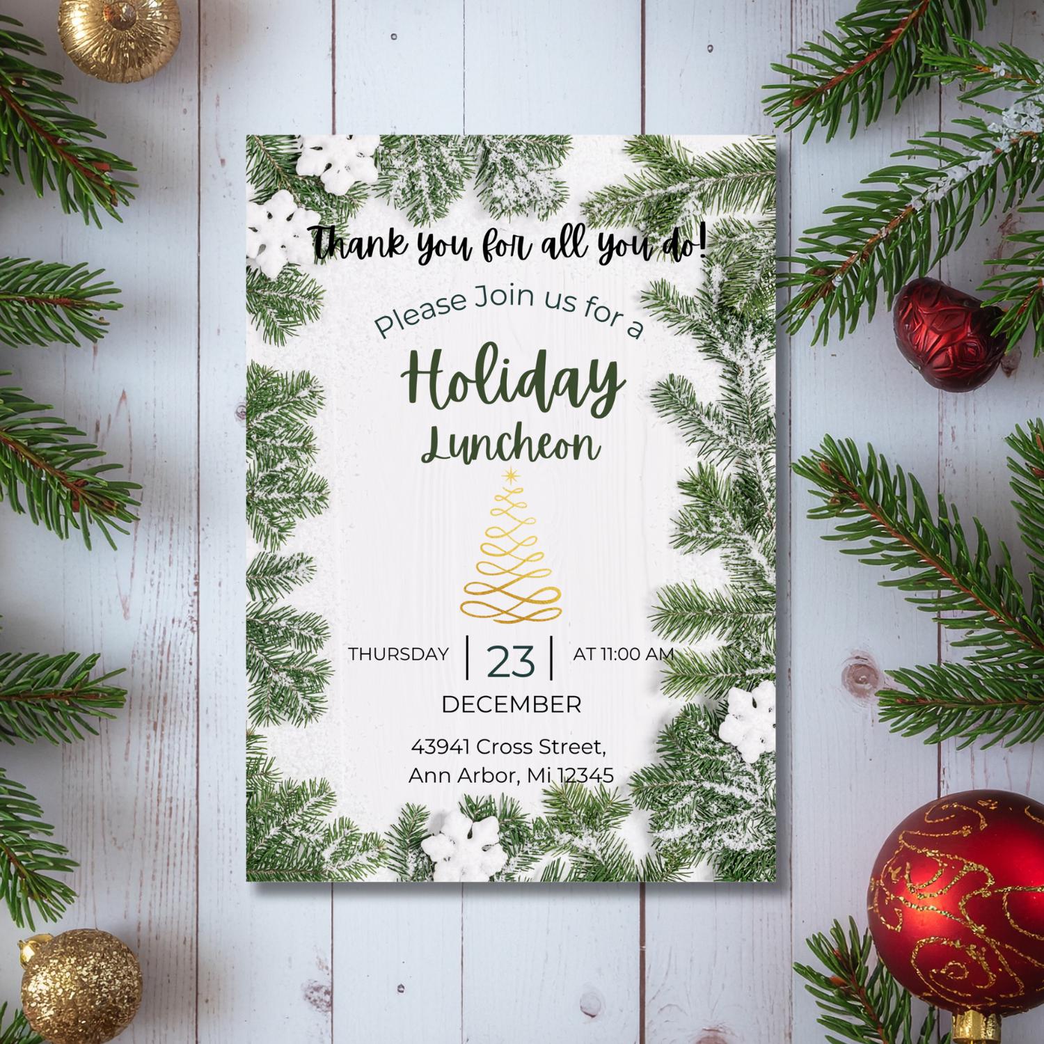 Editable Invitation Template, Printable Christmas Holiday Party Invite ...