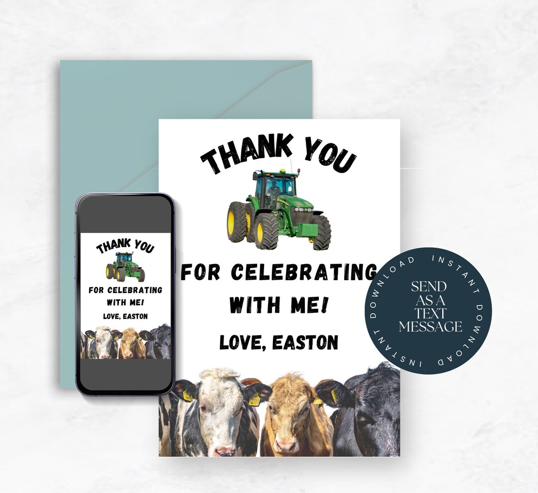 Tractor Thank You Card | Instant Download | Boys Stationery | Farm ...