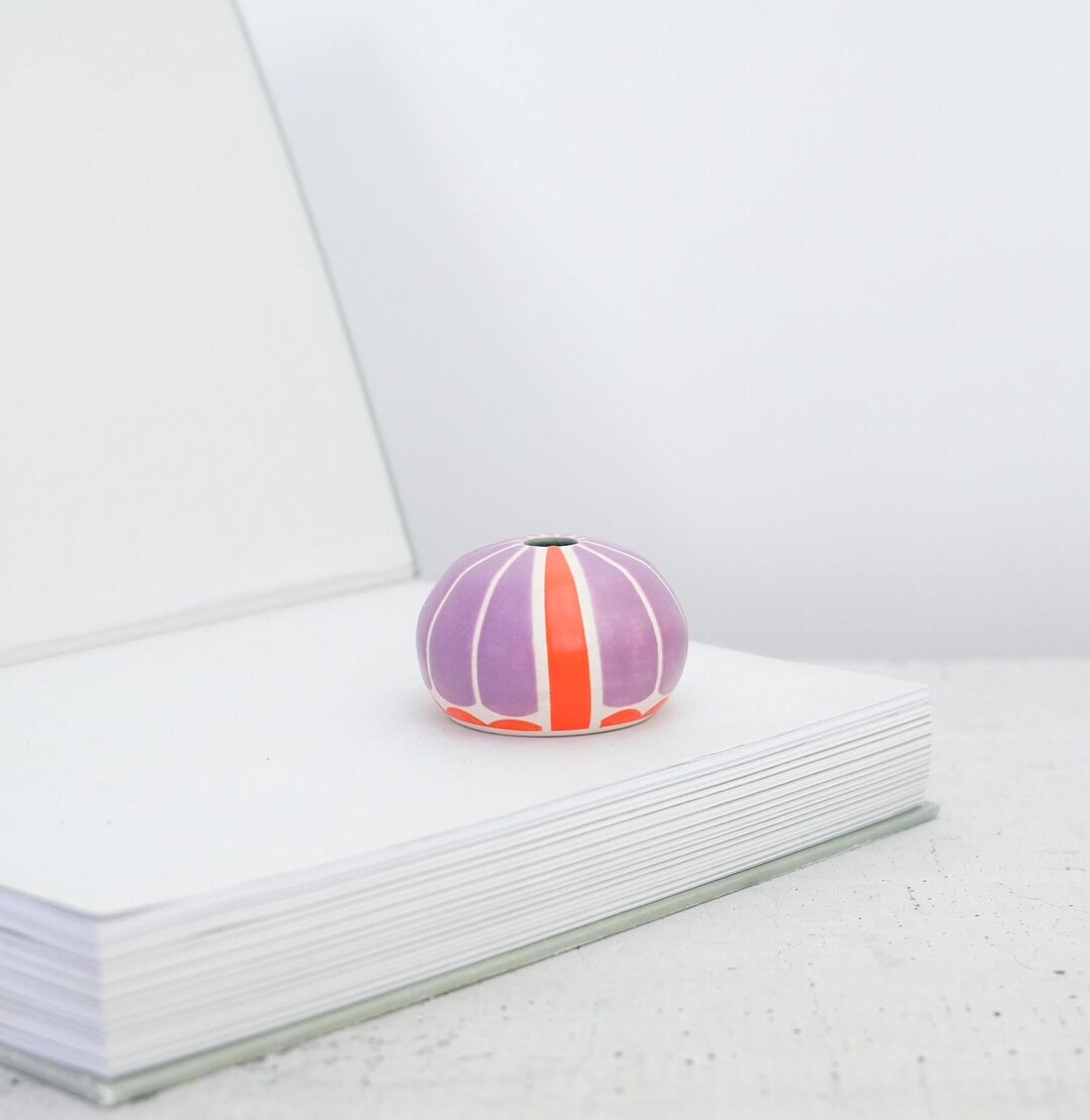 Handmade Ceramic Mini Flower Frog: Lilac Orange Porcelain Vase - Etsy