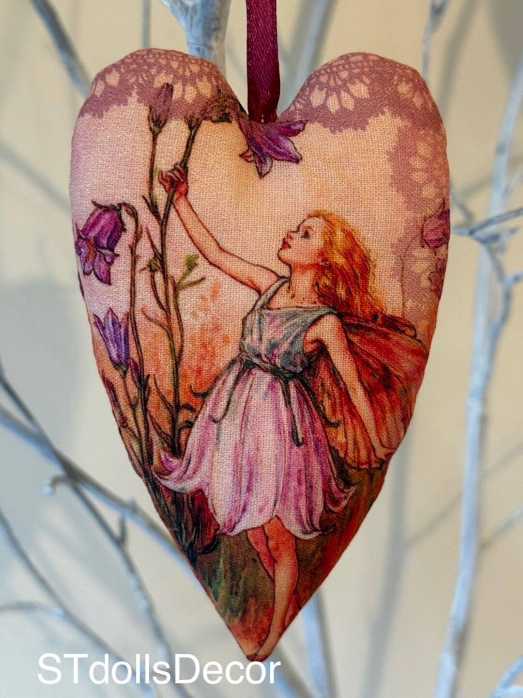 Retro Heart With Vintage Elves Pattern. Flower Fairies Home Decor. Add ...