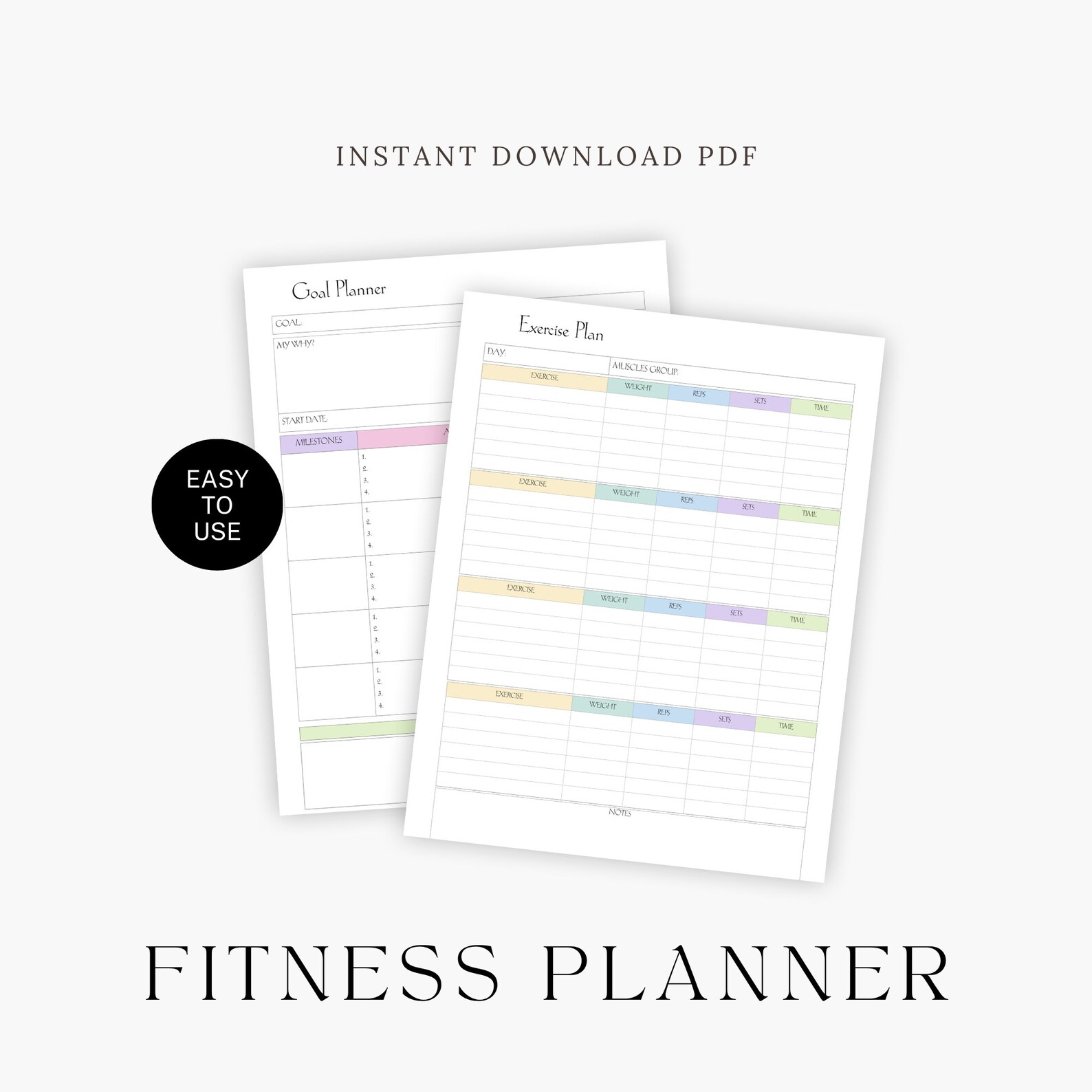 Fitness Planner Bundle, Printable Health Planner, Health and Fitness ...