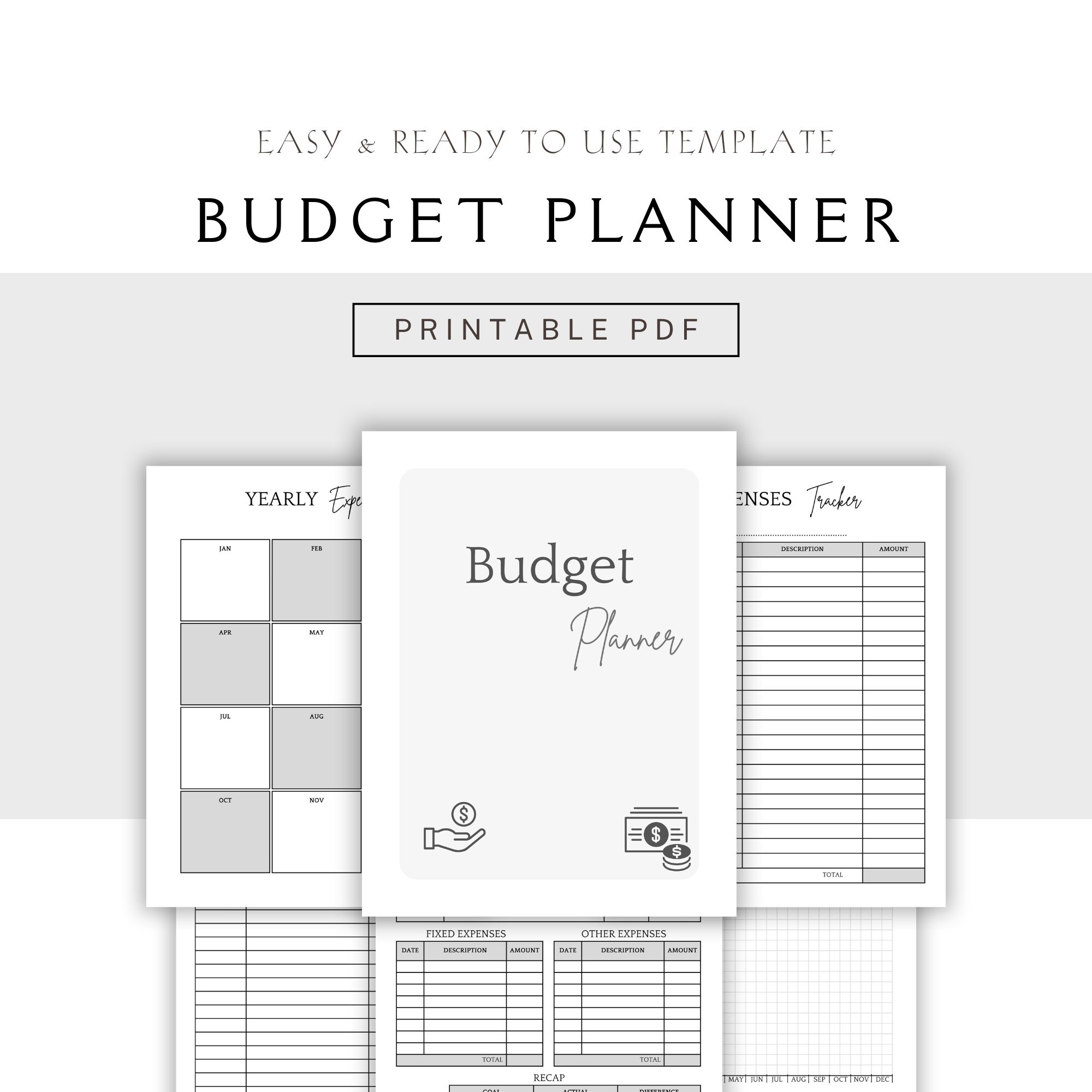 Printable Budget Planner, Savings Tracker Expense Financial Planner ...
