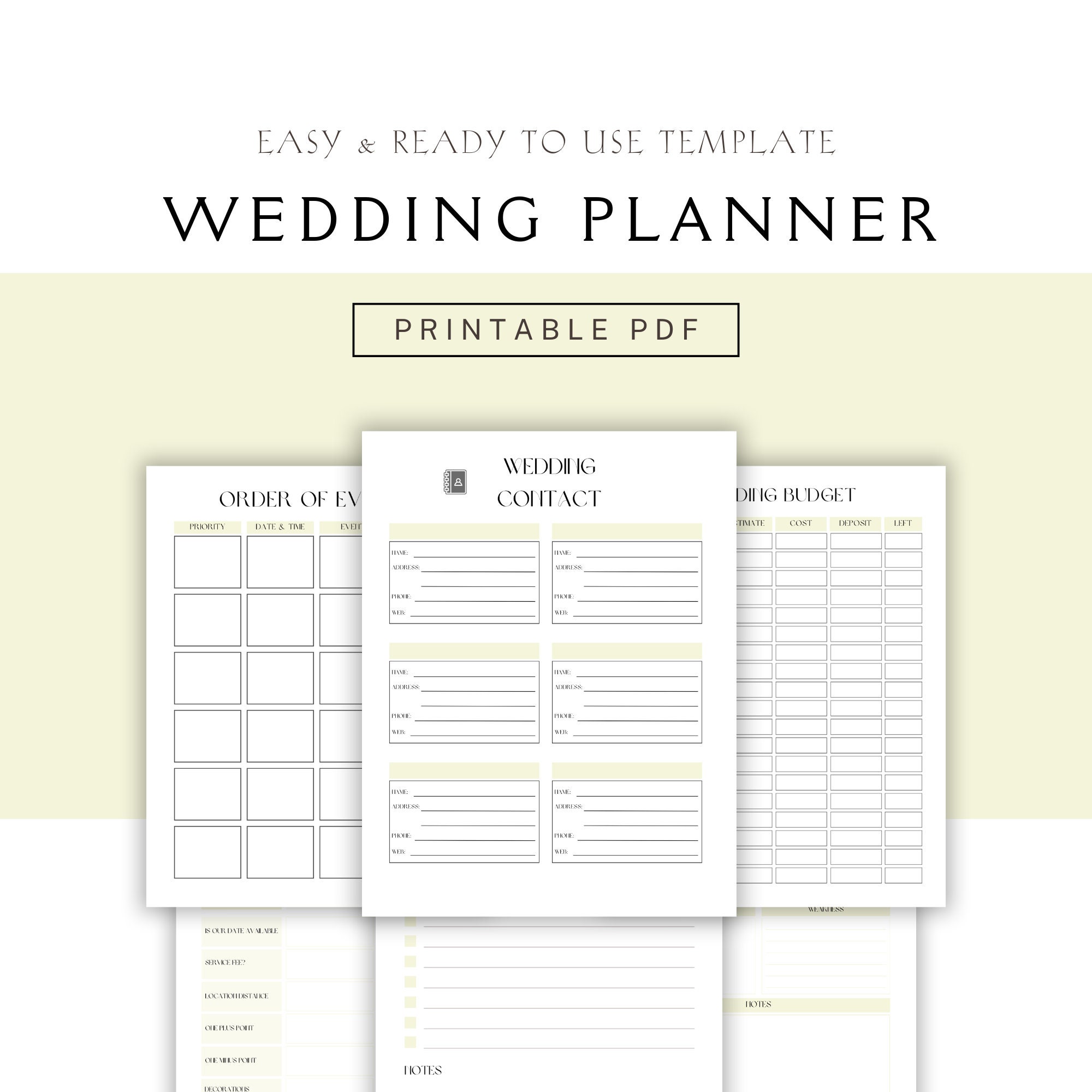 Wedding Planner Printable, Printable Wedding Event Planner Kit, Wedding ...
