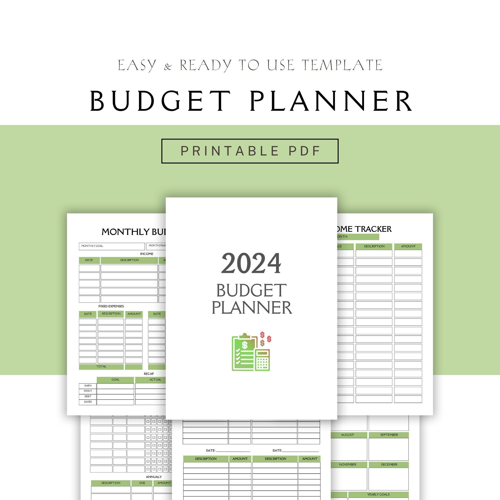 Printable Budget Planner, Savings Tracker Expense Financial Planner ...