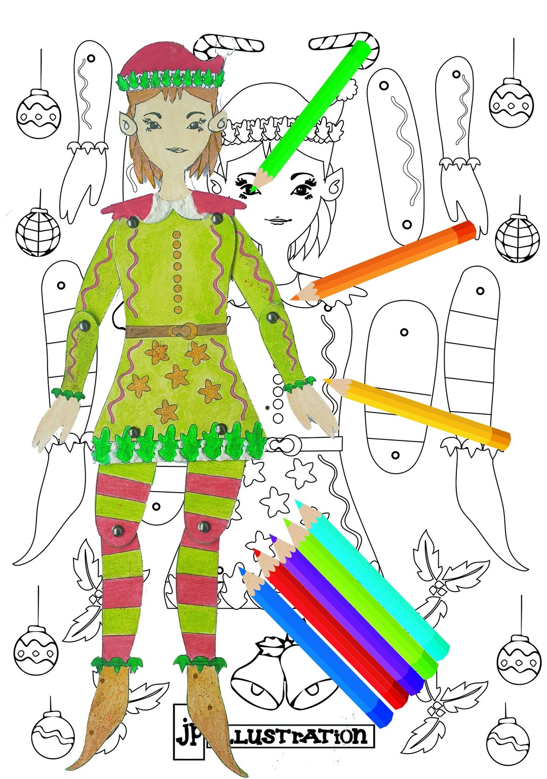 Articulated Paper Christmas Puppet to Decorate - Etsy