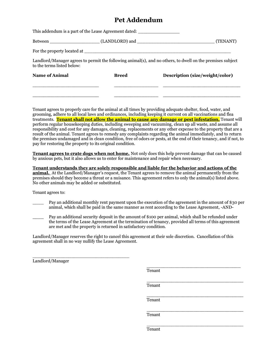 Pet Addendum - Etsy