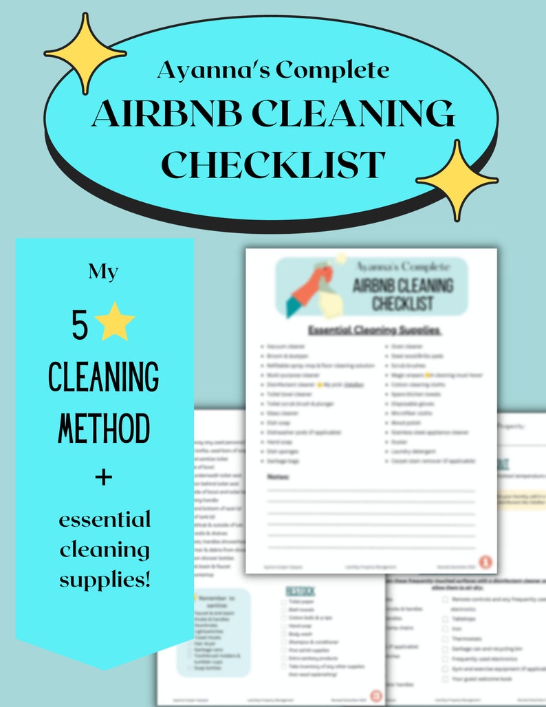 Editable Cleaning Checklist for Airbnb Short Term Rental - Etsy