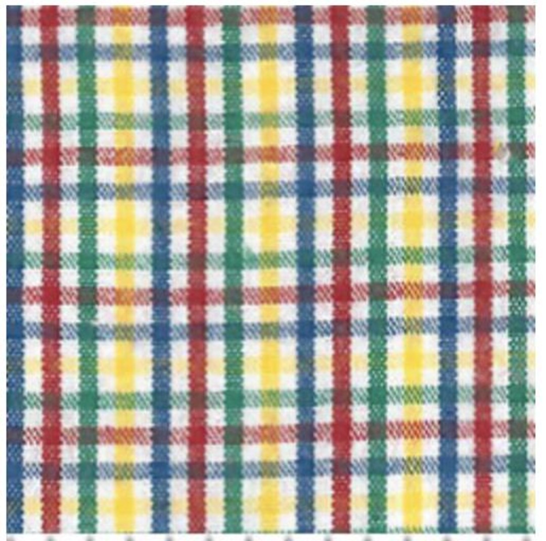 Yellow, Red, Blue and Green Check Fabric, Fabric Finders, 1/2 Yard ...