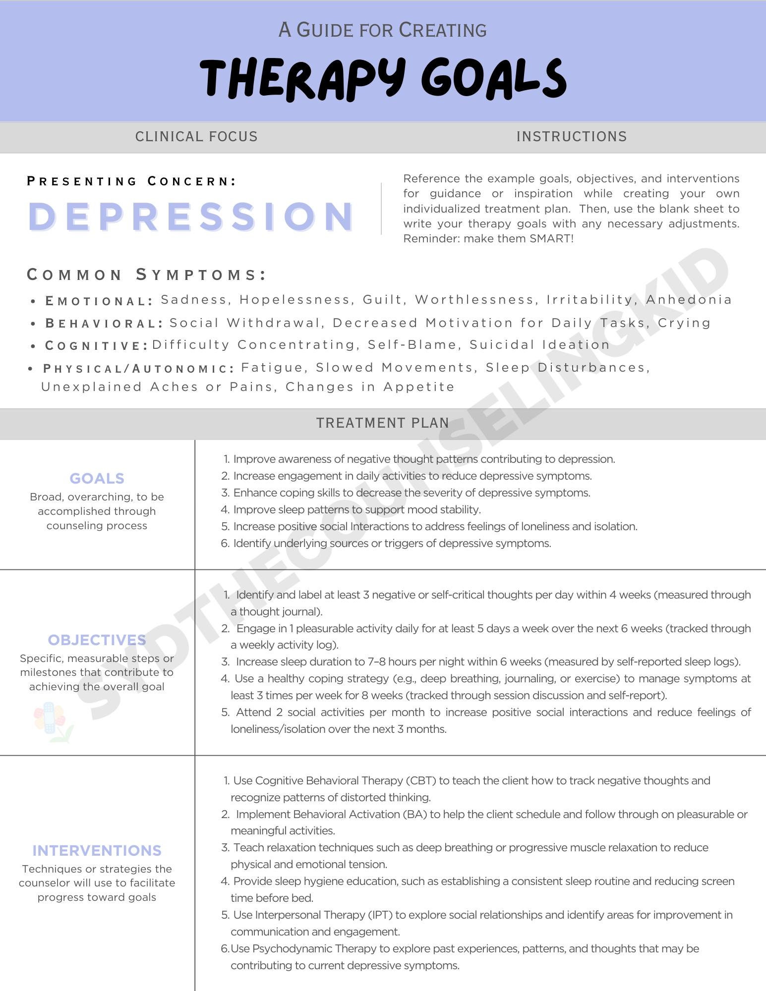 Treatment Planning Guide: Depression - Etsy