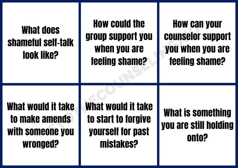 Shame Discussion Cards for Group Counseling 30x - Etsy