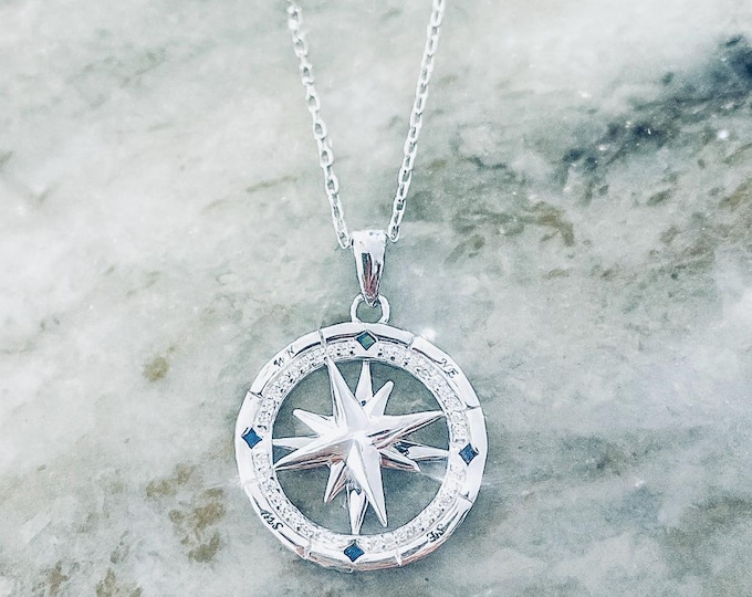 Sterling Silver Spinning Compass Necklace • Wanderlust Graduation Gift ...