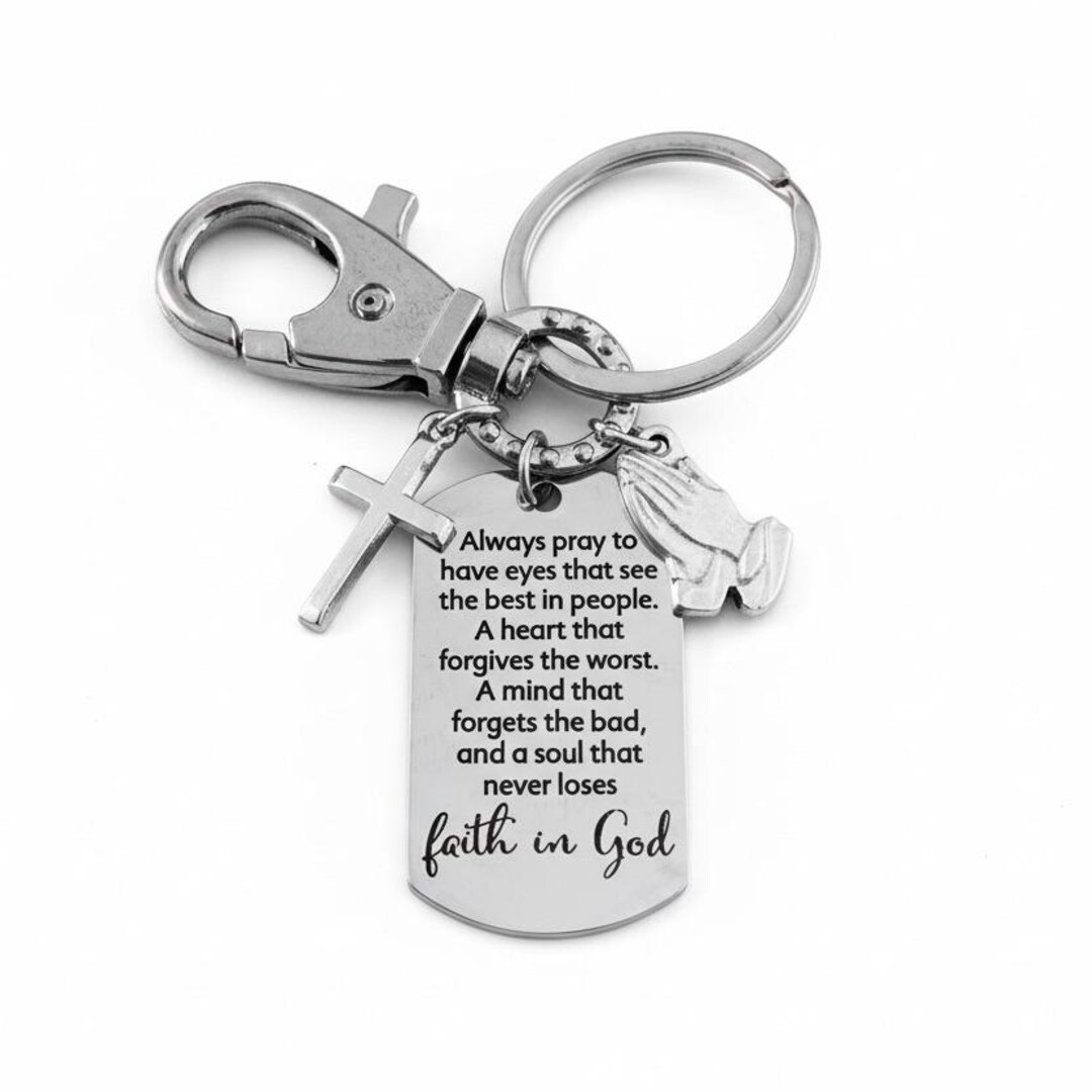 Faith in God Keychain Personalized Christian Gift Religious Key Ring ...