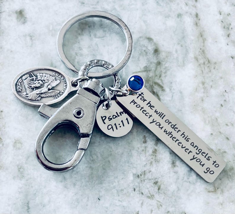 Personalized St Michael Keychain, Guardian Angel Driver Protection Gift ...