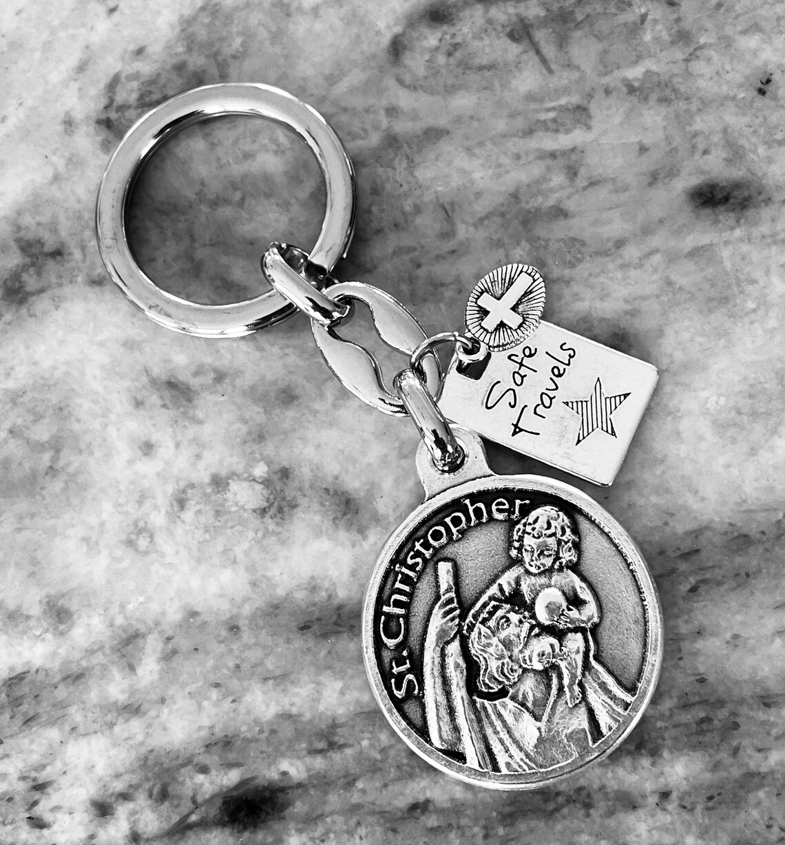 Saint Christopher Key Chain: Sterling Silver Plated Travelers ...