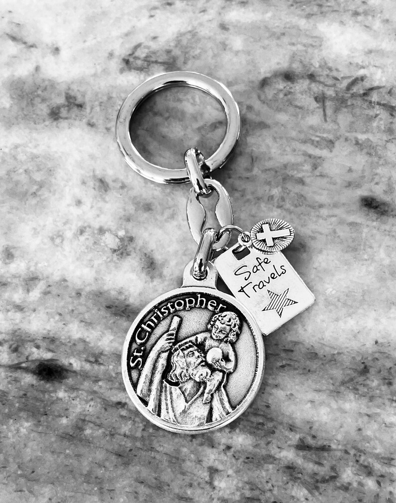 Saint Christopher Key Chain: Sterling Silver Plated Travelers ...