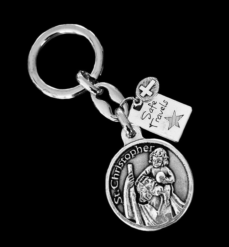 Saint Christopher Key Chain: Sterling Silver Plated Travelers ...