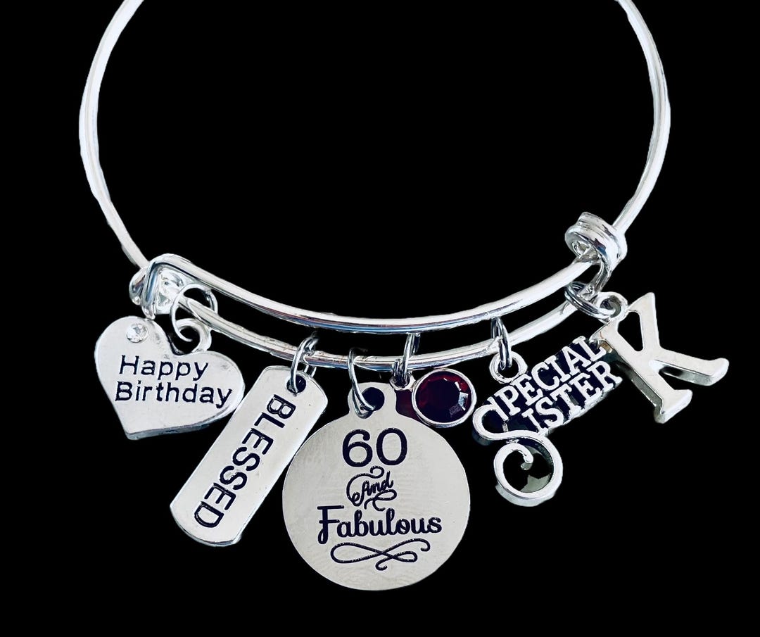 60th Birthday Charm Bracelet: 'special Sister' Expandable Bangle - Etsy