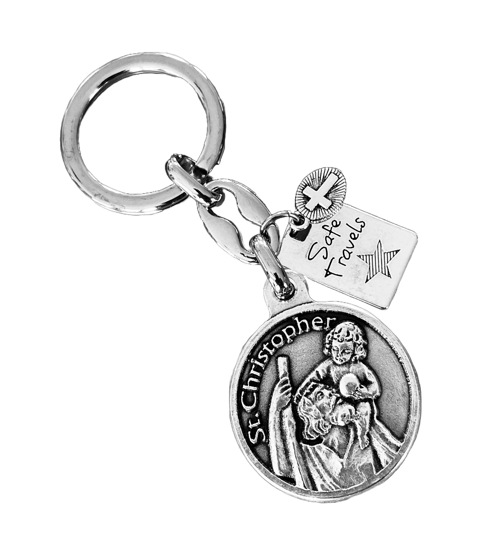 Saint Christopher Key Chain: Sterling Silver Plated Travelers ...