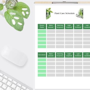Plant Care Printable - Plant Care Chart - Printable Plant Care Schedule ...