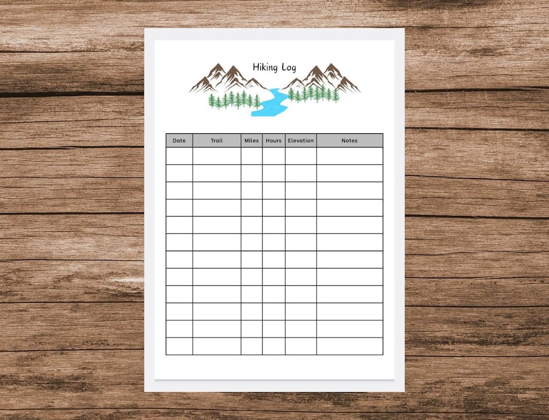 Printable Hike Tracker - Day Hike Log - Nature Hike Log - Printable Day ...