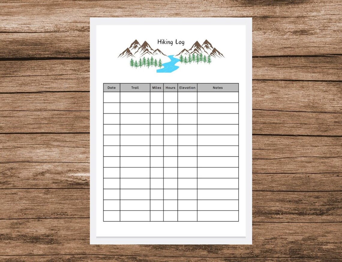 Printable Hike Tracker - Day Hike Log - Nature Hike Log - Printable Day ...