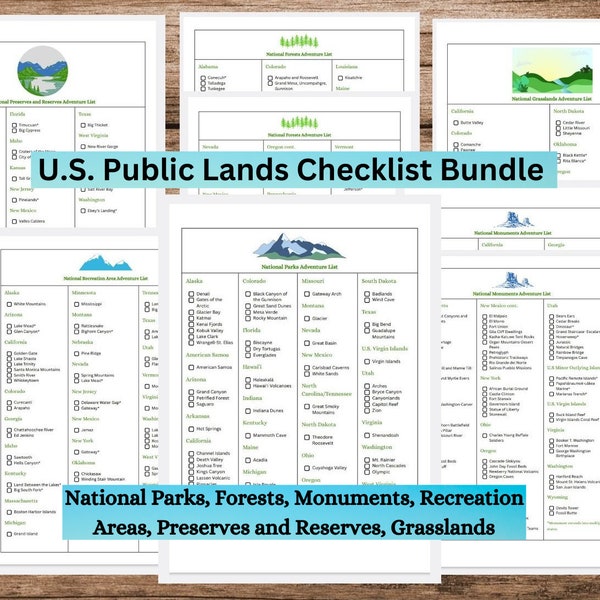 National Parks and Forests Checklist Printable National Parks and ...