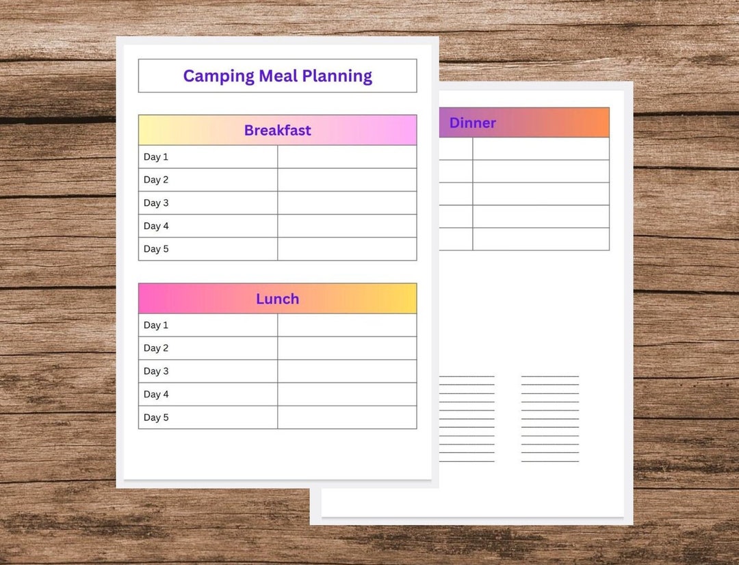 Printable Camping Meal Planner - Printable Camping Grocery List ...