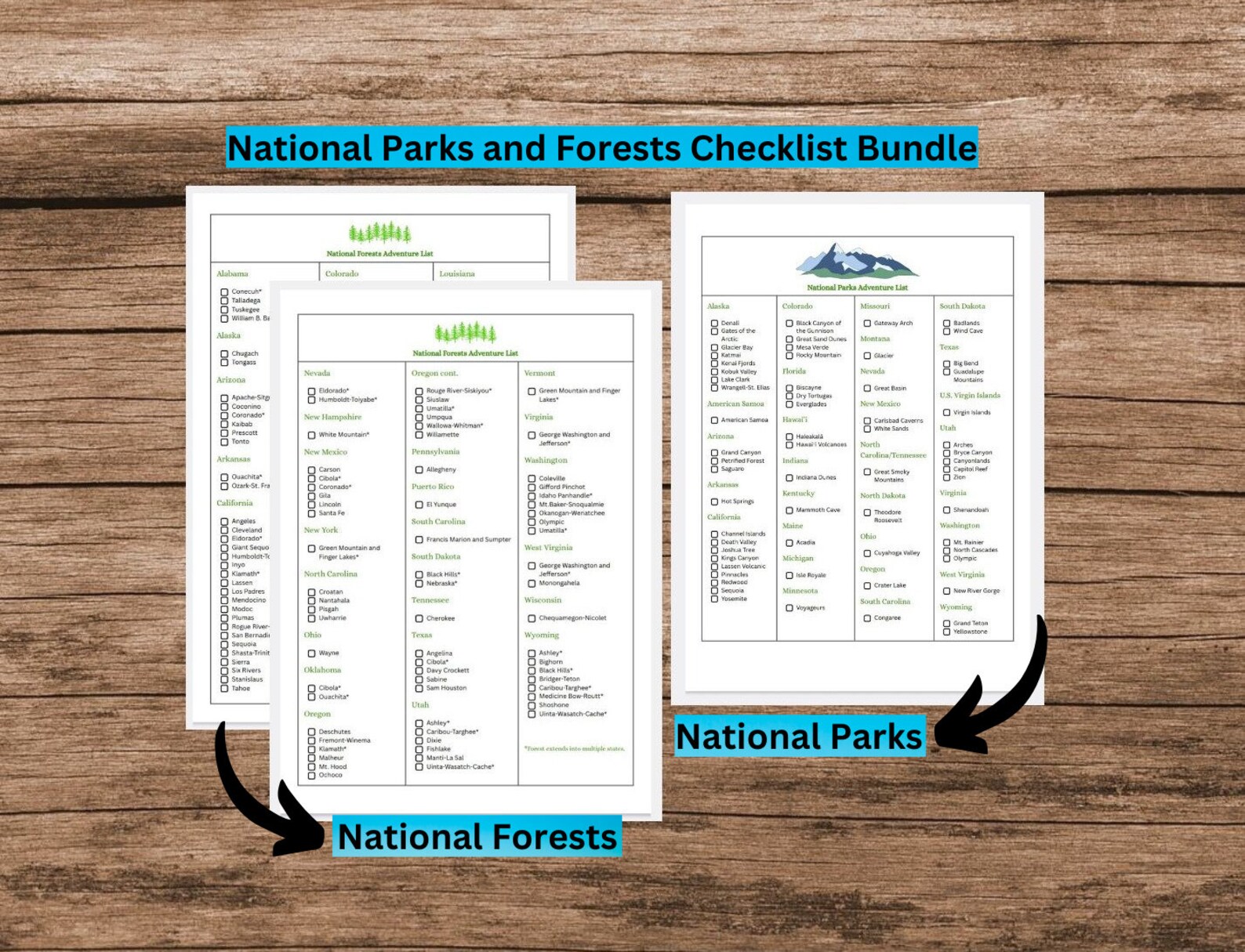 National Parks and Forests Checklist Printable National Parks and ...