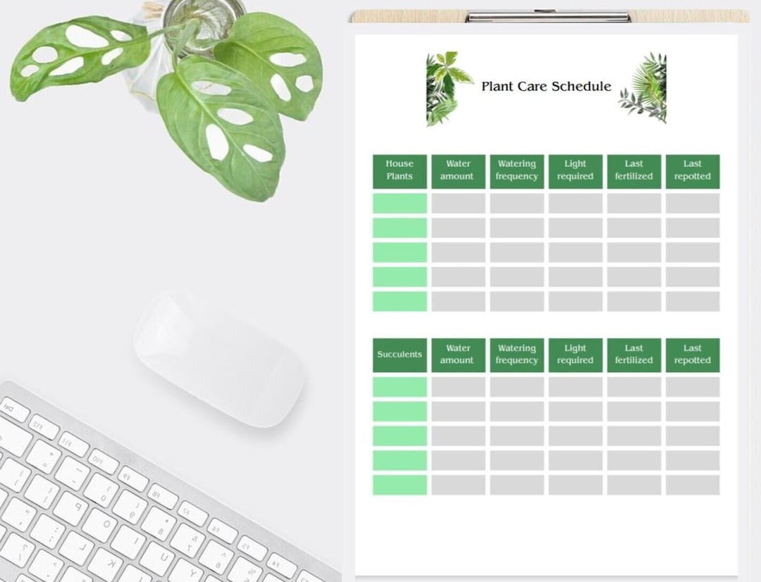 Plant Care Printable - Plant Care Chart - Printable Plant Care Schedule ...
