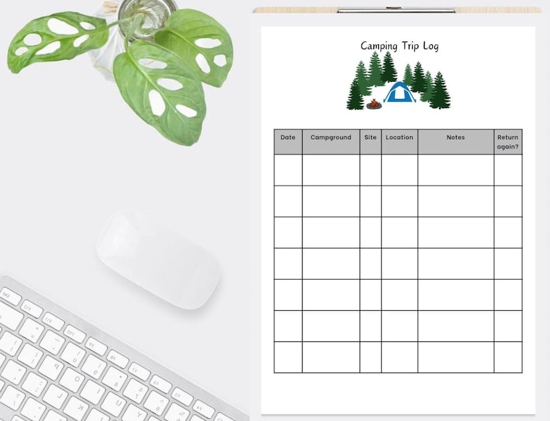 Printable Camping Trip Log - Campsite Tracker - Campground Log ...