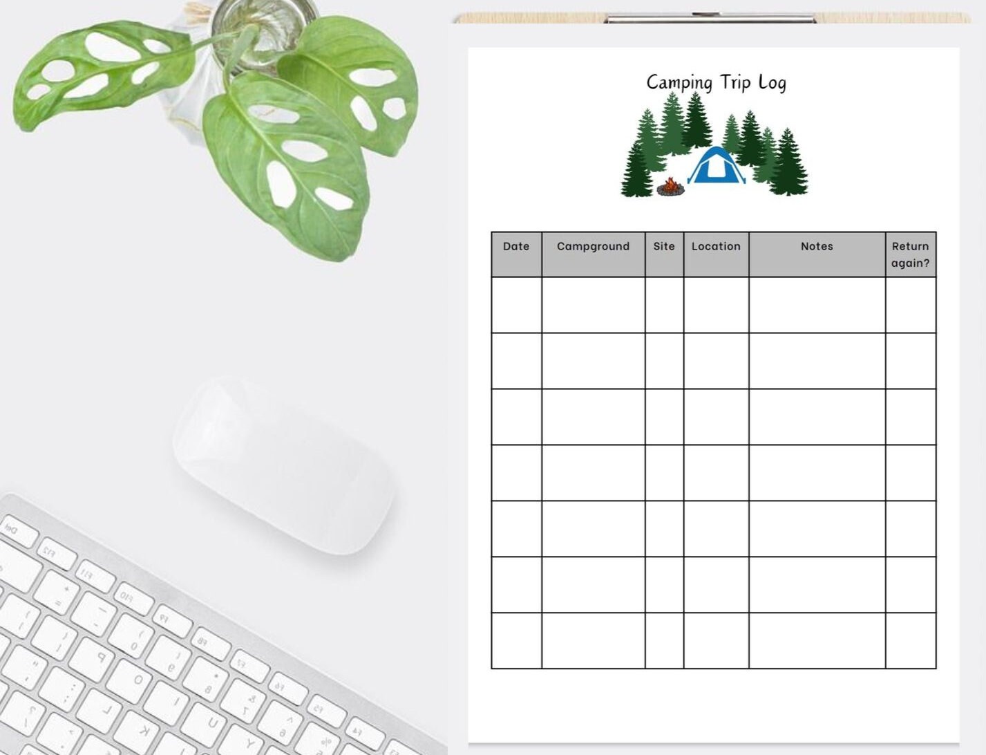 Printable Camping Trip Log - Campsite Tracker - Campground Log ...