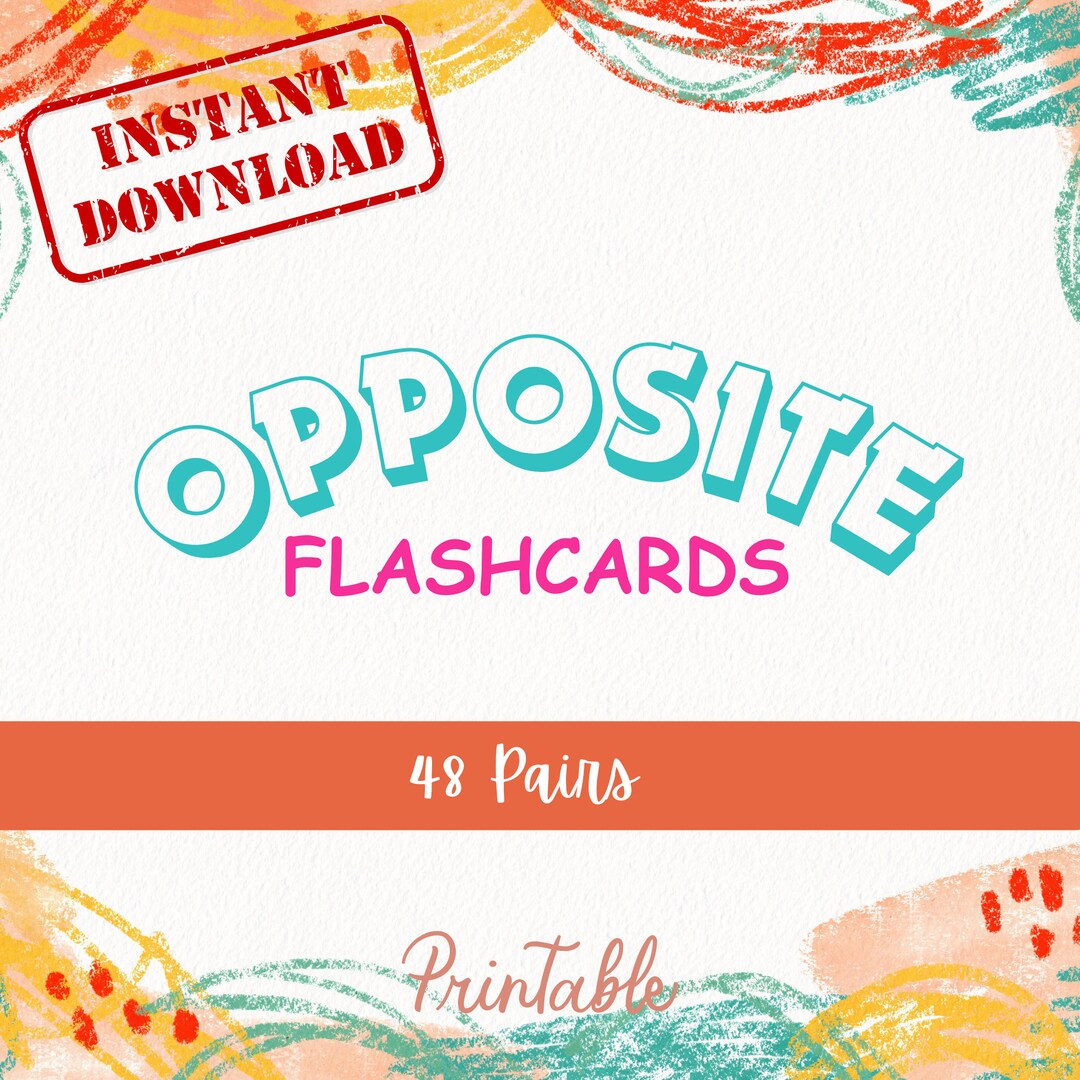 Opposite Flashcards, Matching Cards, Printable Flashcards, Kids ...