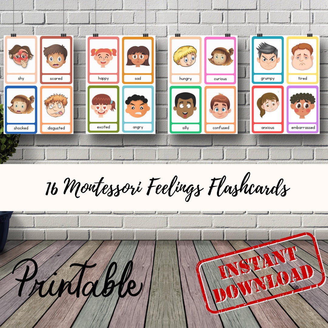 16 Montessori Emotions Flashcards Printable Cards Montessori - Etsy