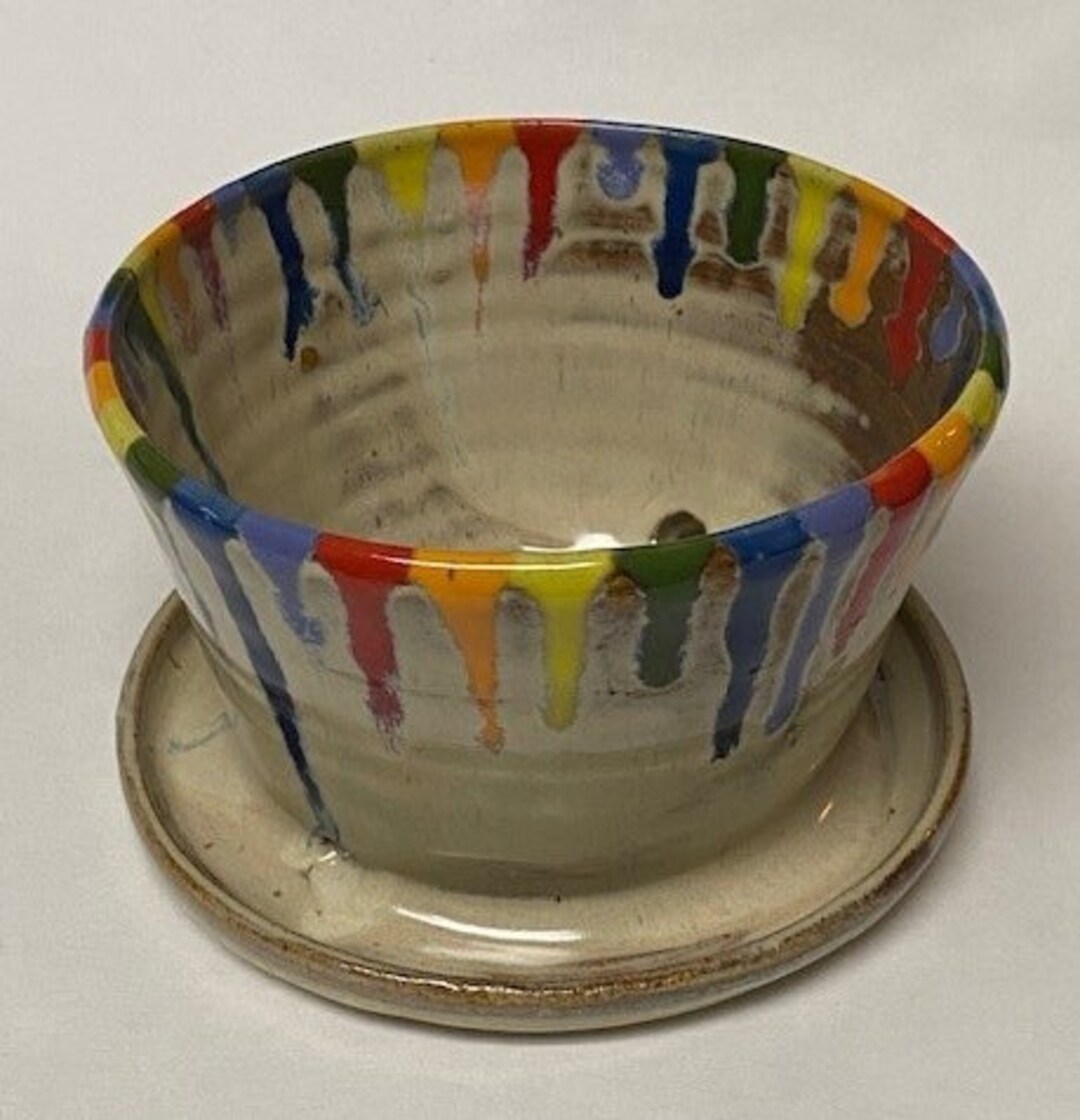 Handmade Ceramic Planter Rainbow Drip - Etsy