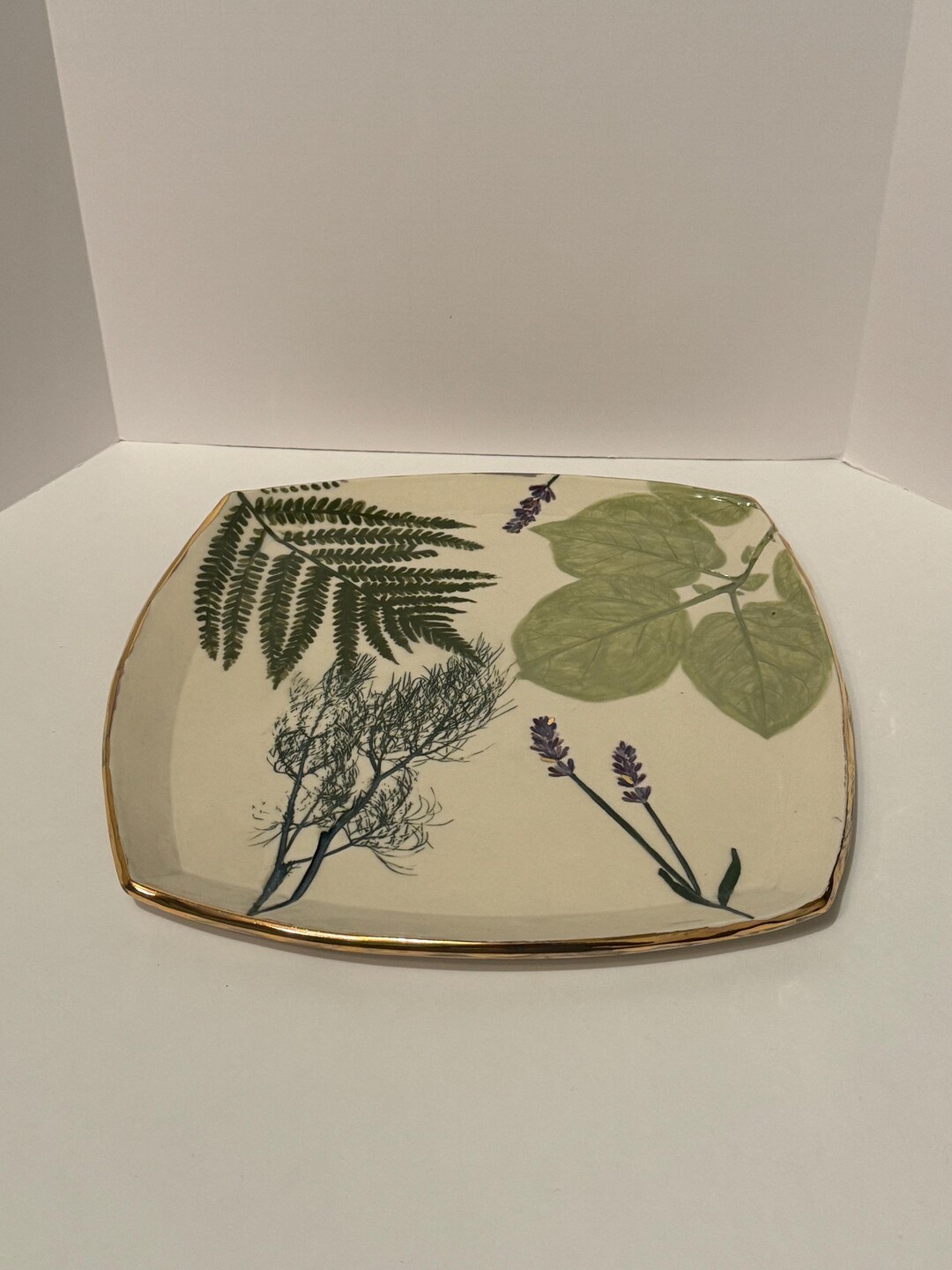 Square Plate - Handmade Ceramic - Gold Rim - Etsy