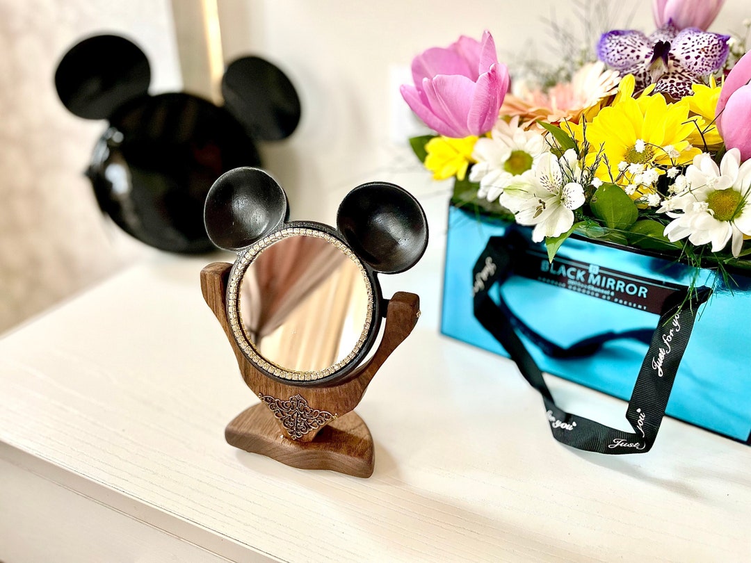 Desk Mirror, Table Mirror, Disney Mirror, Mickey Mouse Mirror, Walnut ...