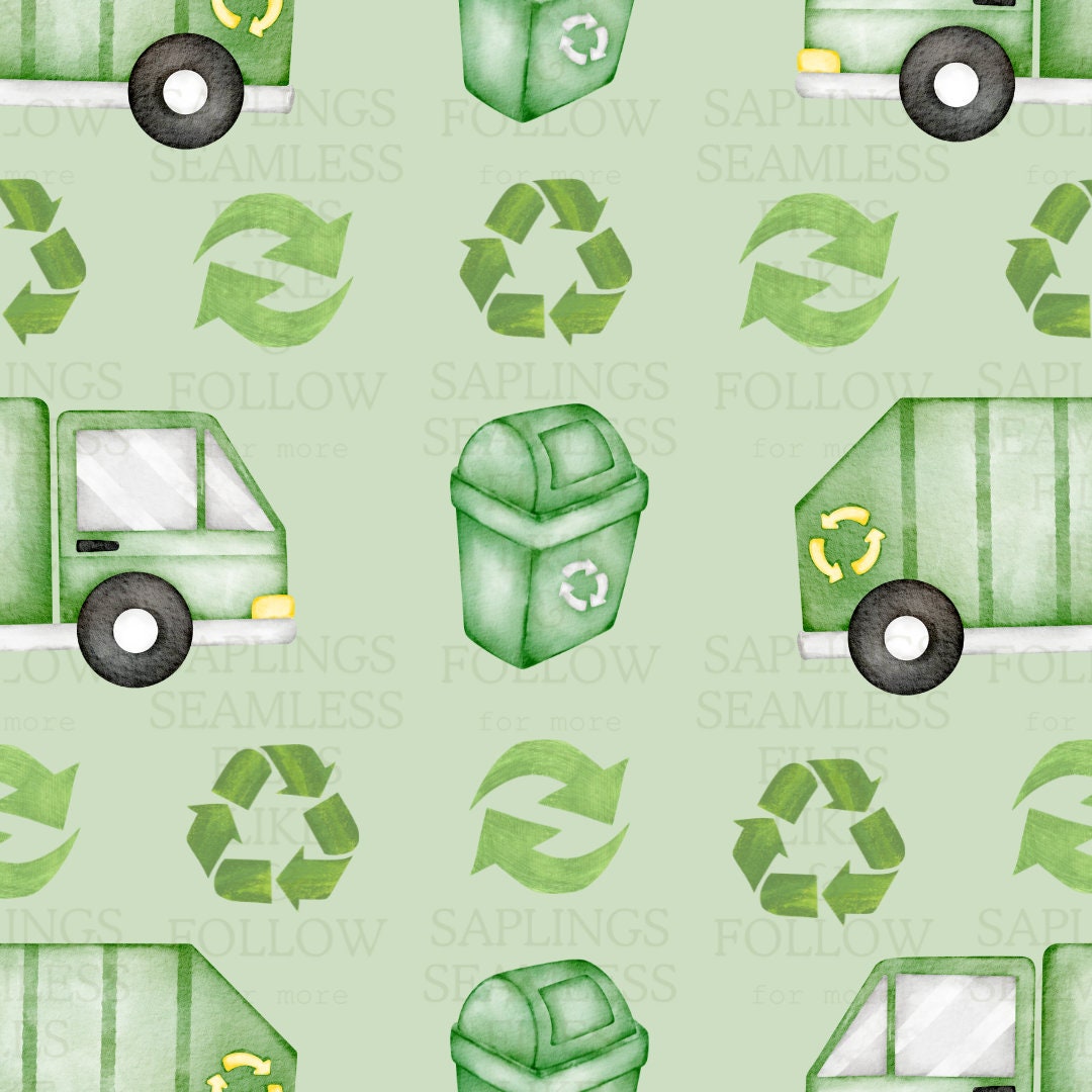 Garbage Truck Watercolor Seamless File - Etsy